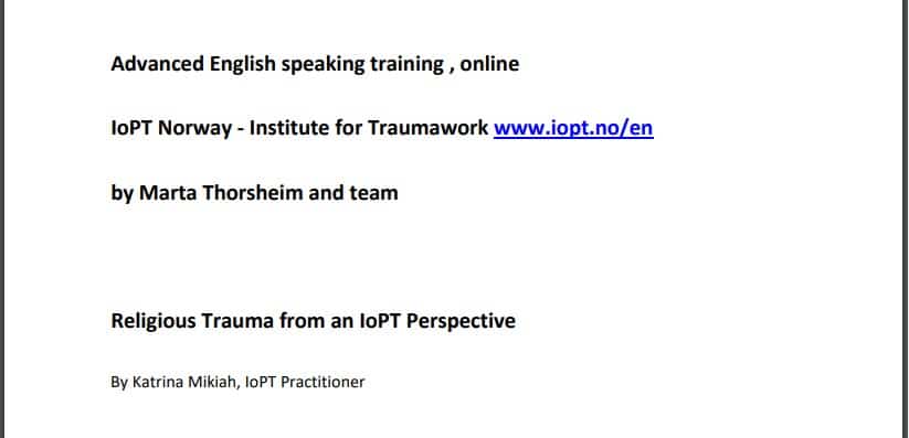 Religious Trauma from an IoPT Perspective - IoPT Norway
